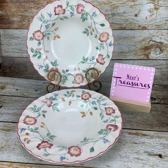 Churchill | Dining | Churchill Briar Rose Pink Floral Trim Swirl Bowls ...